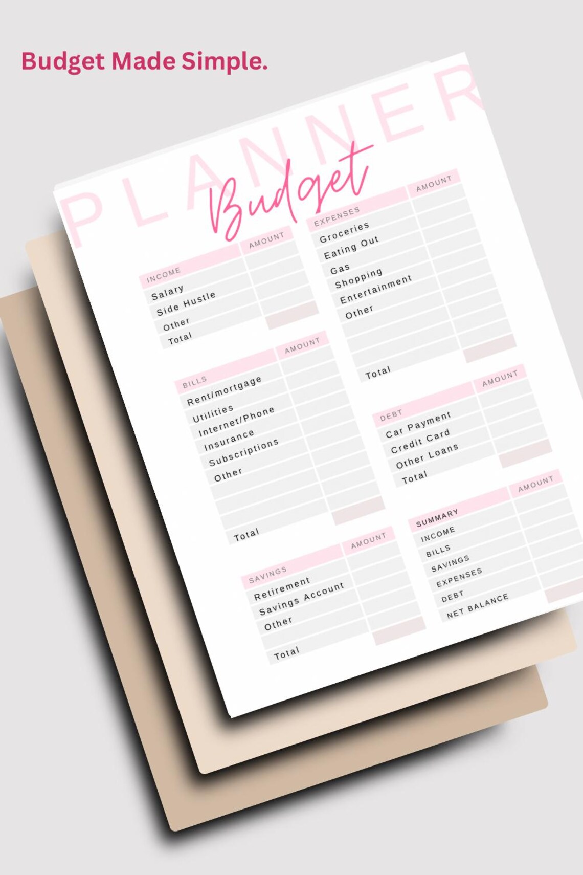 Monthly Budget Planner Printable | Financial Organizer PDF | Expense ...