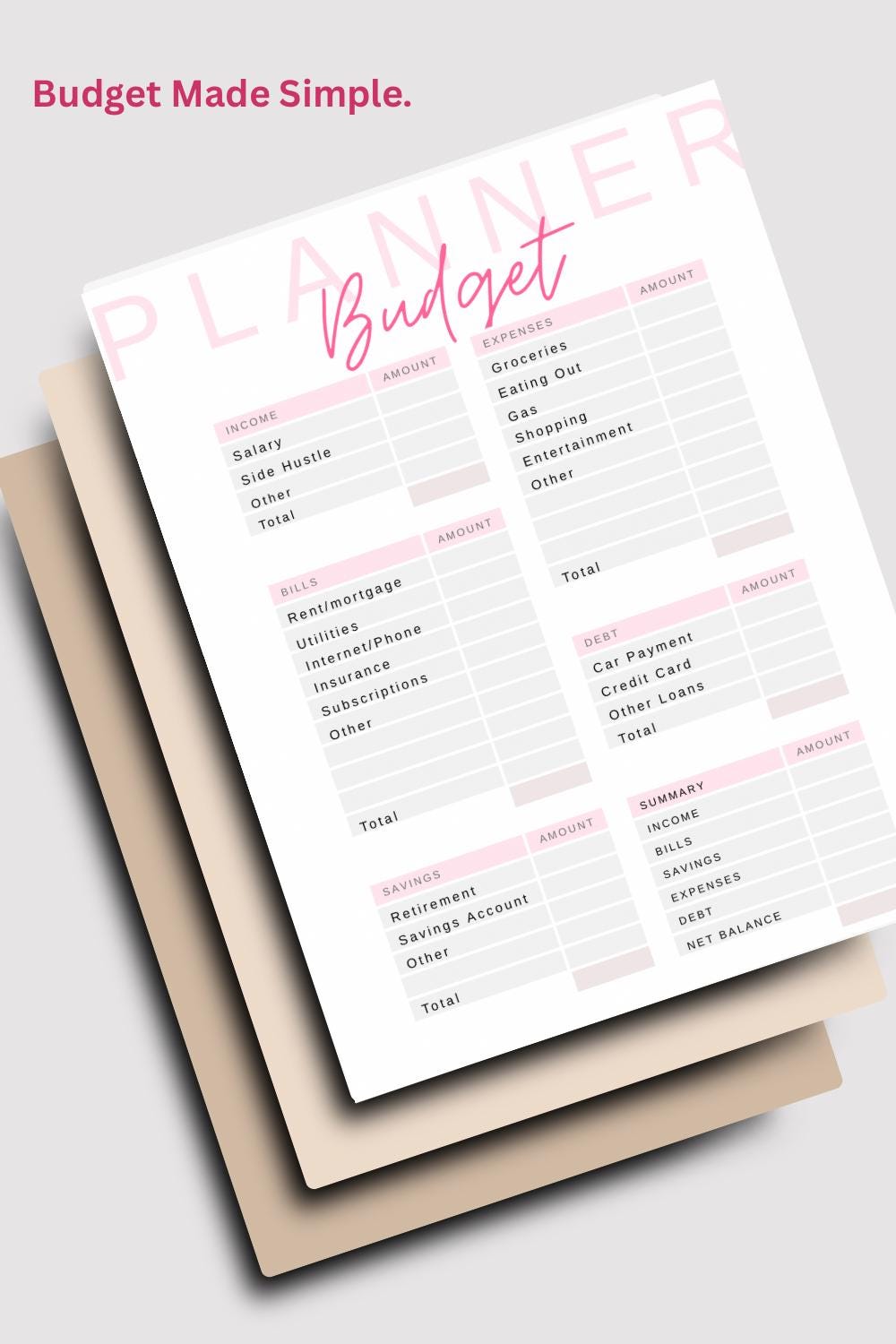 Monthly Budget Planner Printable: Financial Organizer (PDF) - Etsy