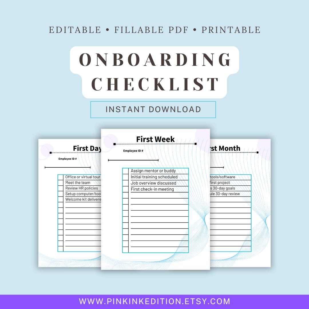 New Employee Onboarding Checklist: Fillable HR Training Tool (PDF ...