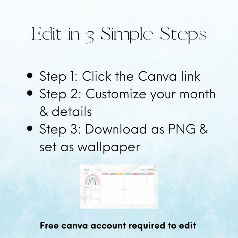 Editable Desktop Calendar Wallpaper: Minimalist Digital Planner (canva ...