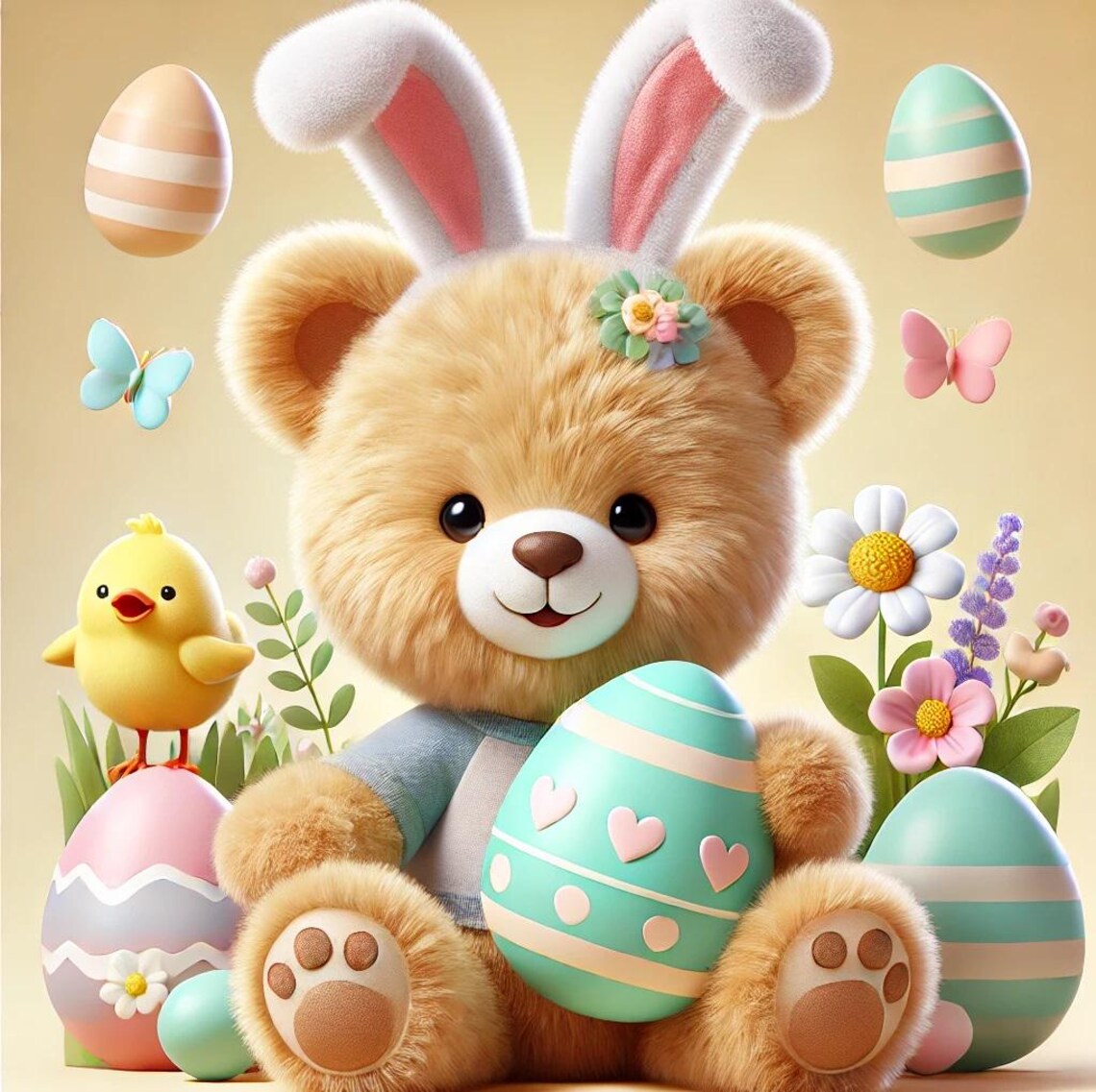 10 Easter Teddy Bear 3D Clipart Bundle, Easter Clipart, Easter Jpg ...