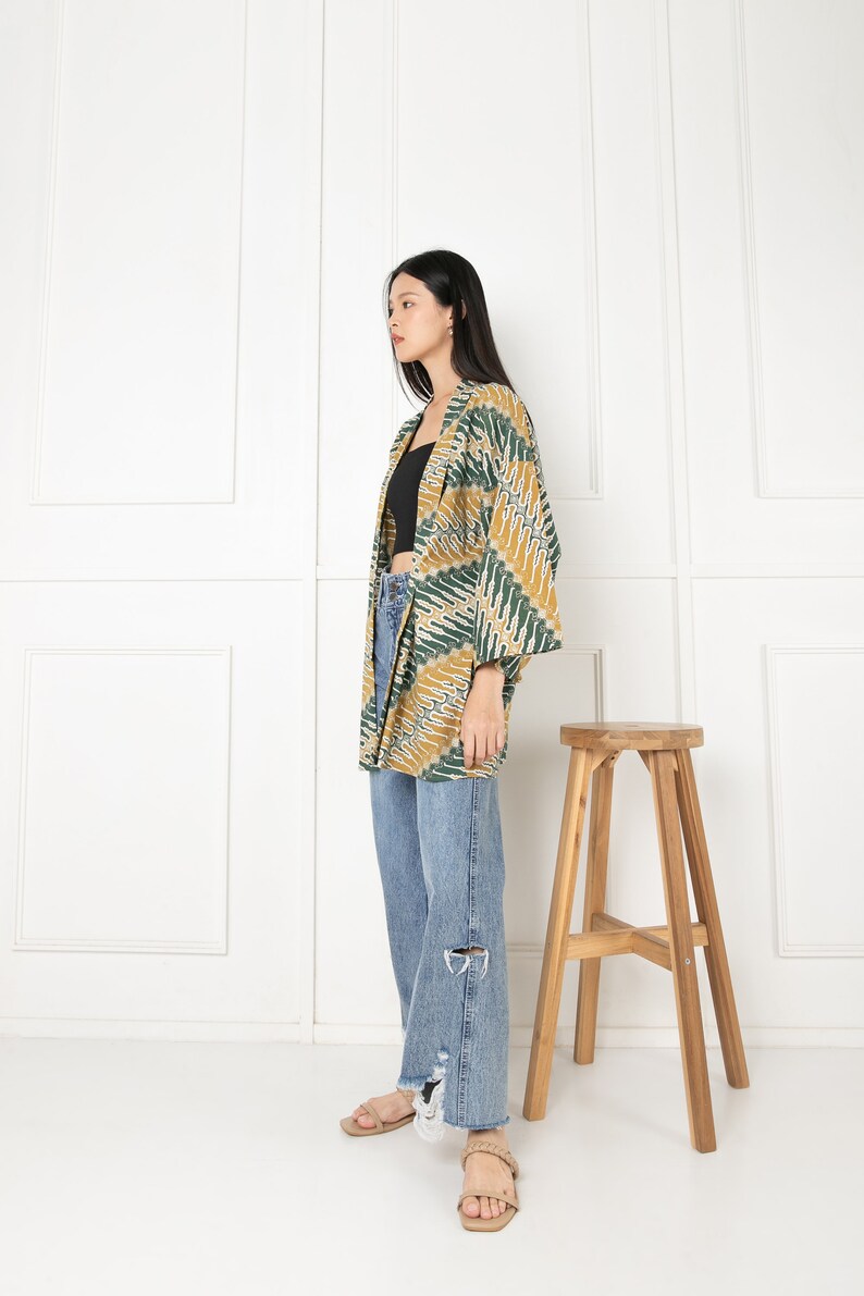 Batik Parang Indigo Hijau Cotton Haori, Indonesian Naturally Dyed Batik ...