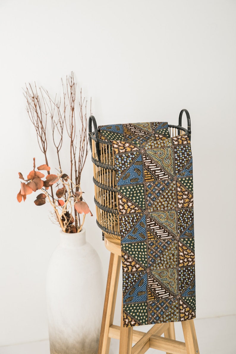 Long Table Runner Batik 108" | Tambal Motif | Naturally Dyed Tree Bark ...