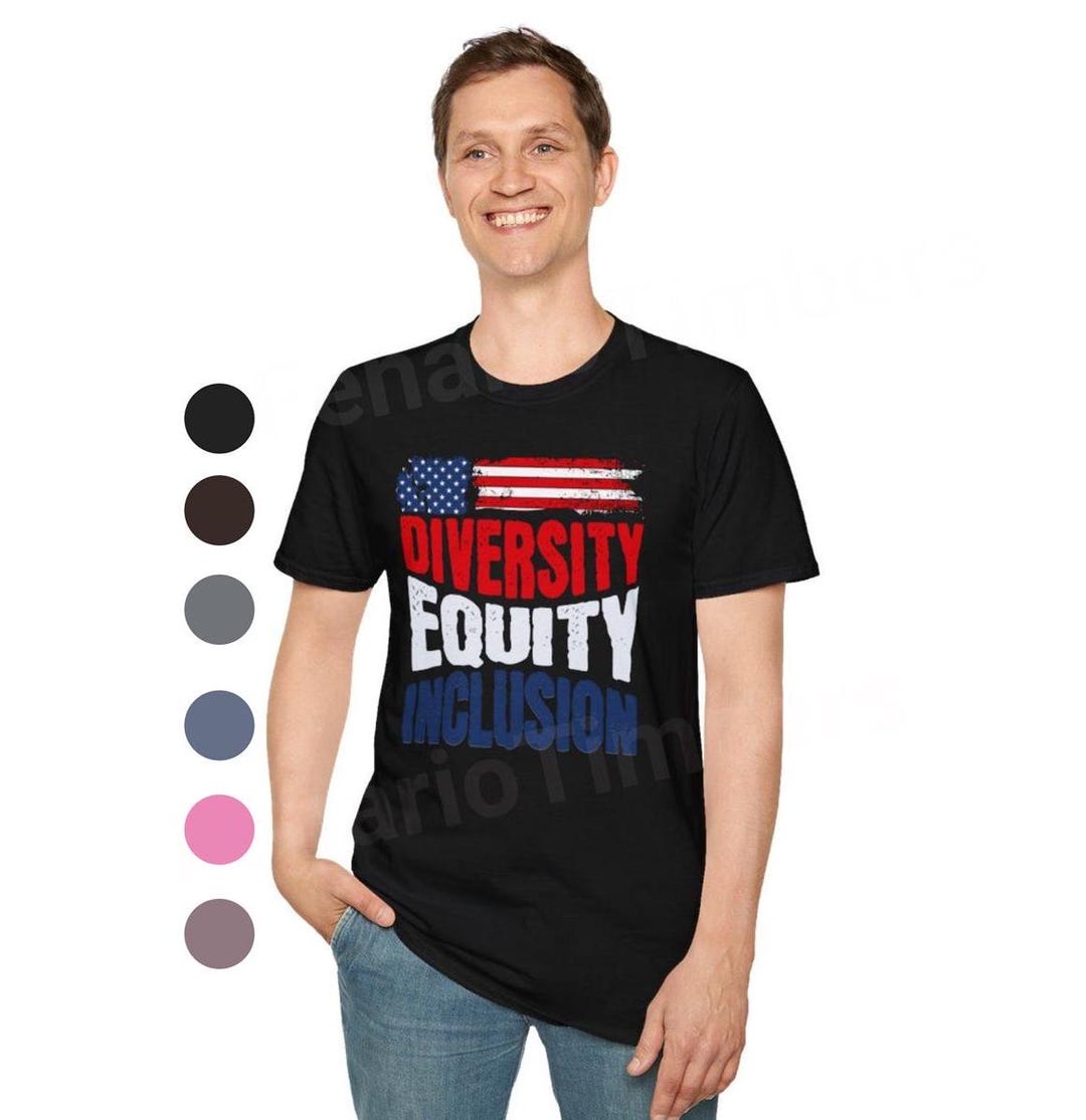 DEI Diversity Equity Inclusion American Flag T-shirt, Red White Blue ...