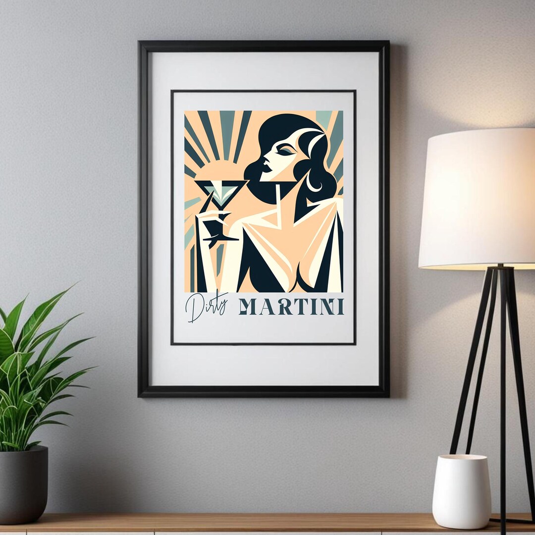 Art Deco Martini Print: Retro Glam Bar Wall Art - Etsy