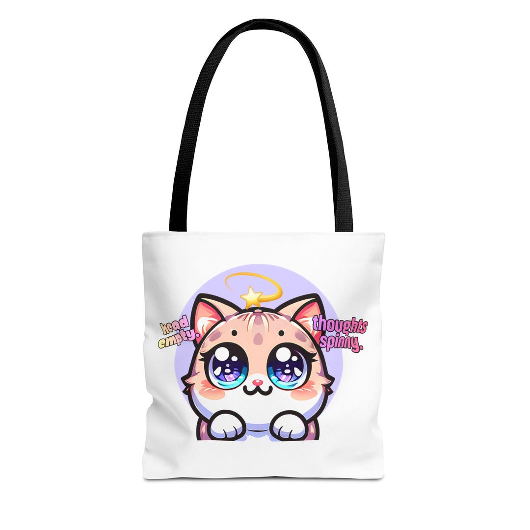 Cute Kawaii Dizzy Cat Tote Bag, "head Empty. Thoughts Spinny." - Etsy