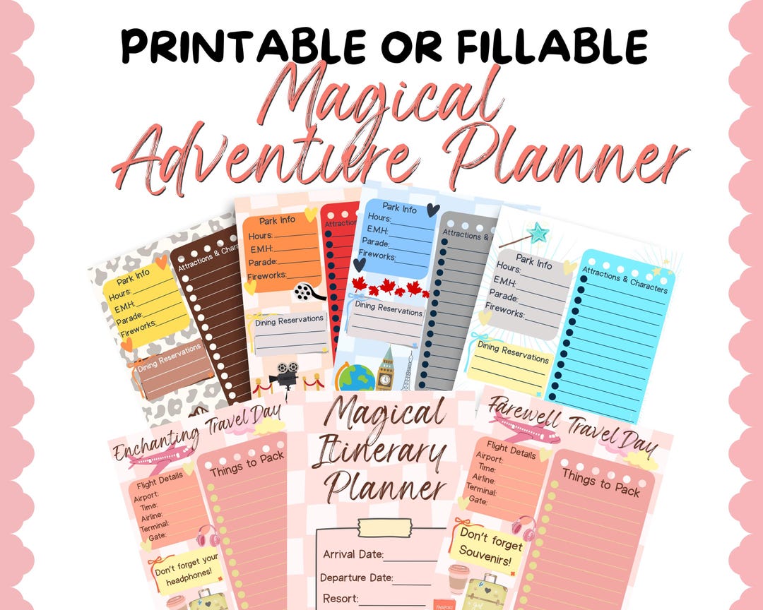 Magical Theme Park Itinerary Planner: Editable Canva PDF Template ...
