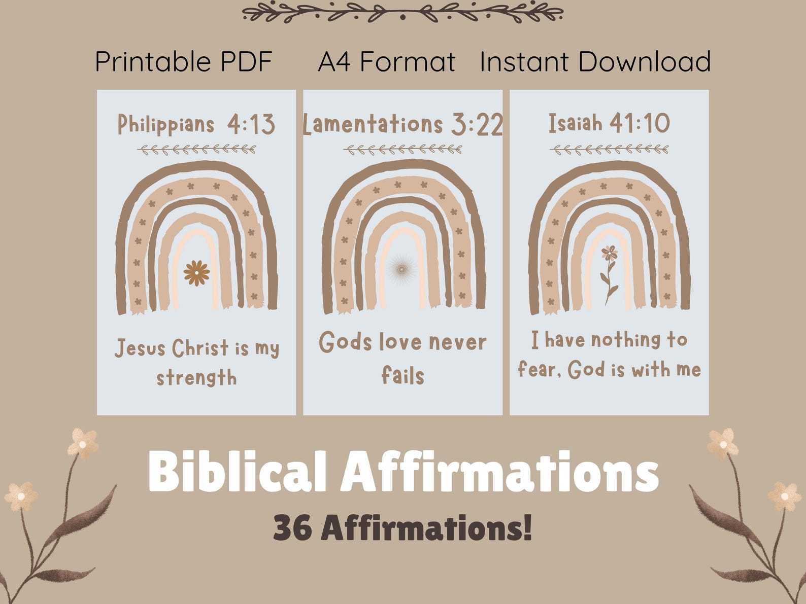 36 Biblical Affirmation Cards, Self Love, Inspirational Quotes, Bible ...