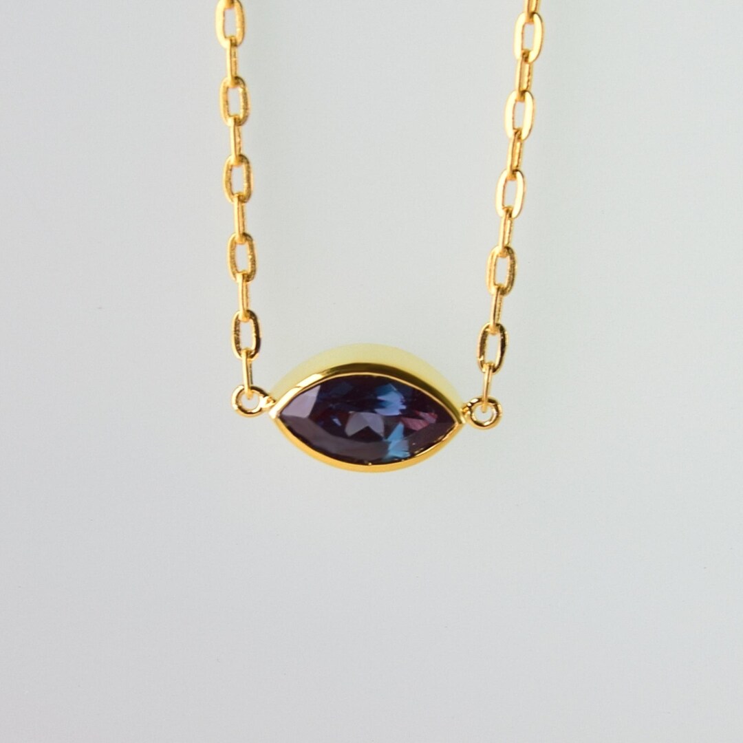 Gold Silver Eyes Marquise Custom Birthstone Oval Chain Necklace ...