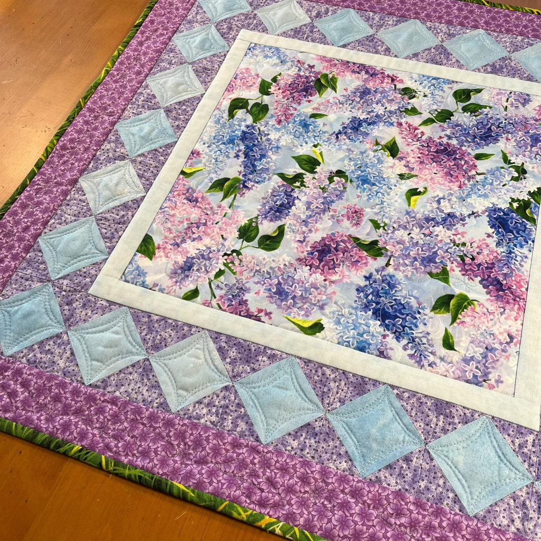 Table Topper Lilacs Quilted Handmade Table Quilt Square Home Decor - Etsy