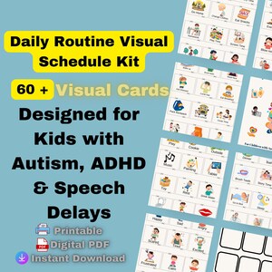 Daily Routine Visual Schedule for Kids With Autism, ADHD | Printable PDF Visual Cards, Emotion ...