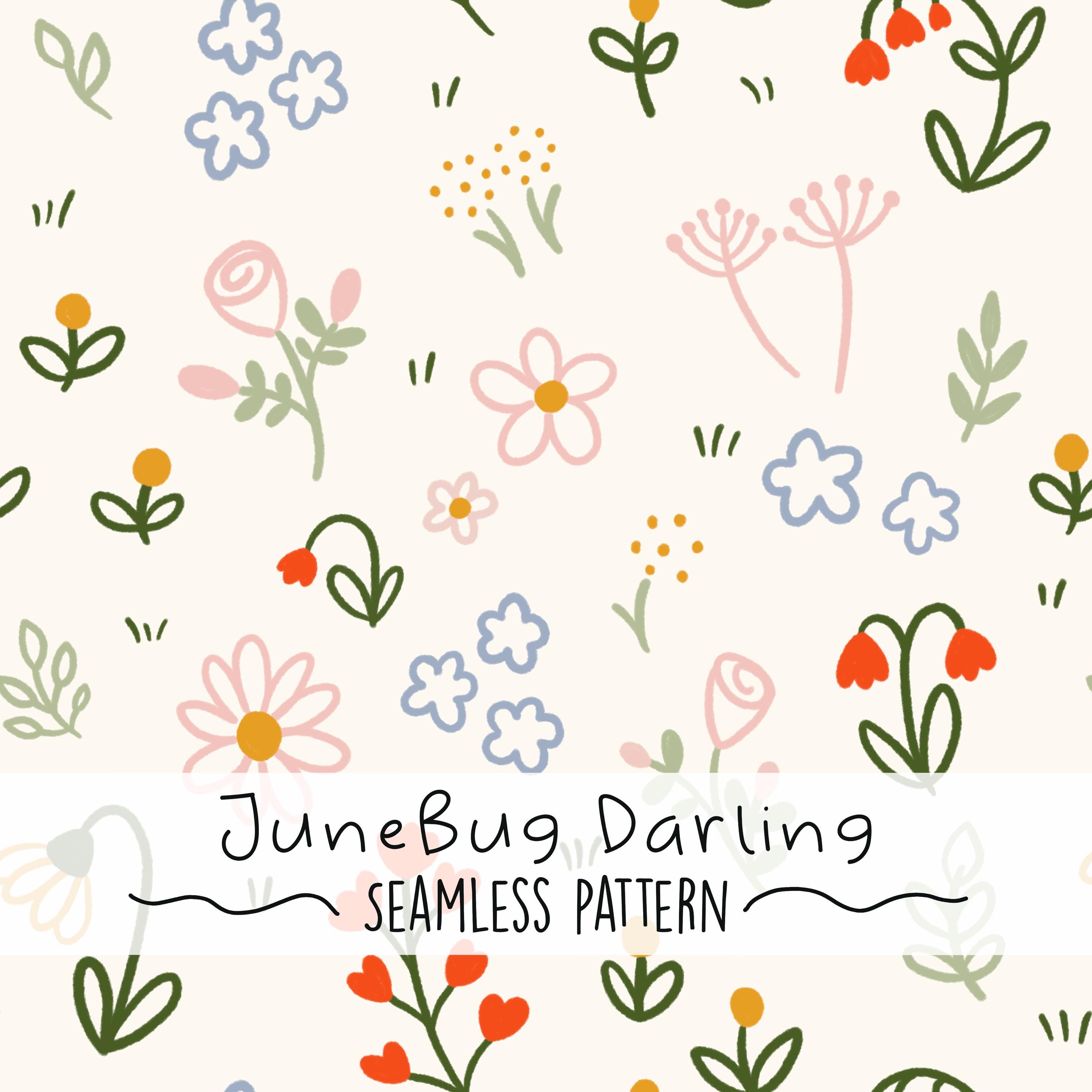 Floral Seamless Repeat Pattern Hand Drawn Digital Art Spring PNG ...