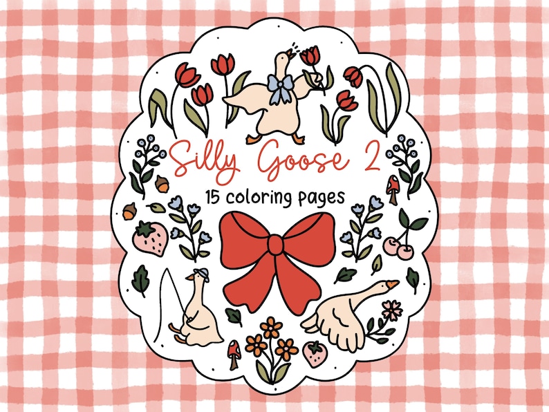 Silly Goose Coquette Coloring Pages for Adults Digital Download Hand ...