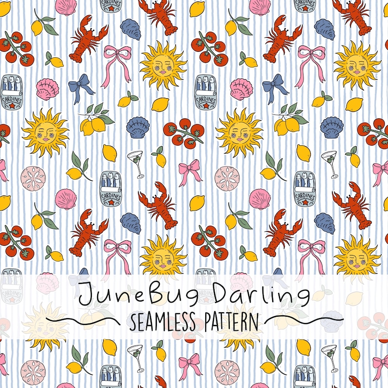 Italian Summer Seamless Pattern Beach PNG Hand Drawn Mediterranean ...