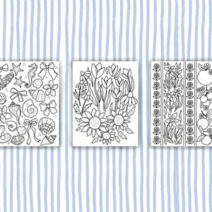 15 Summer Coloring Pages for Adults Kids Digital Download Hand Drawn ...