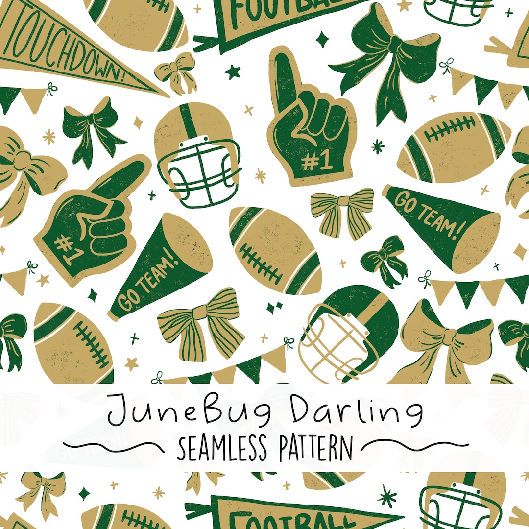 Custom Retro Football Seamless Repeat Pattern Hand Drawn Digital Art ...