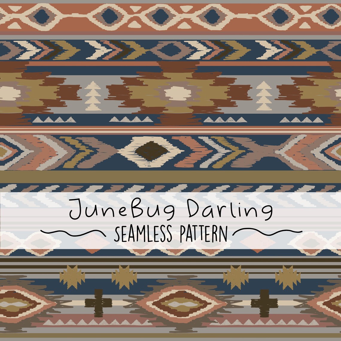 Western Aztec Seamless Repeat Pattern Hand Drawn Digital Art ...