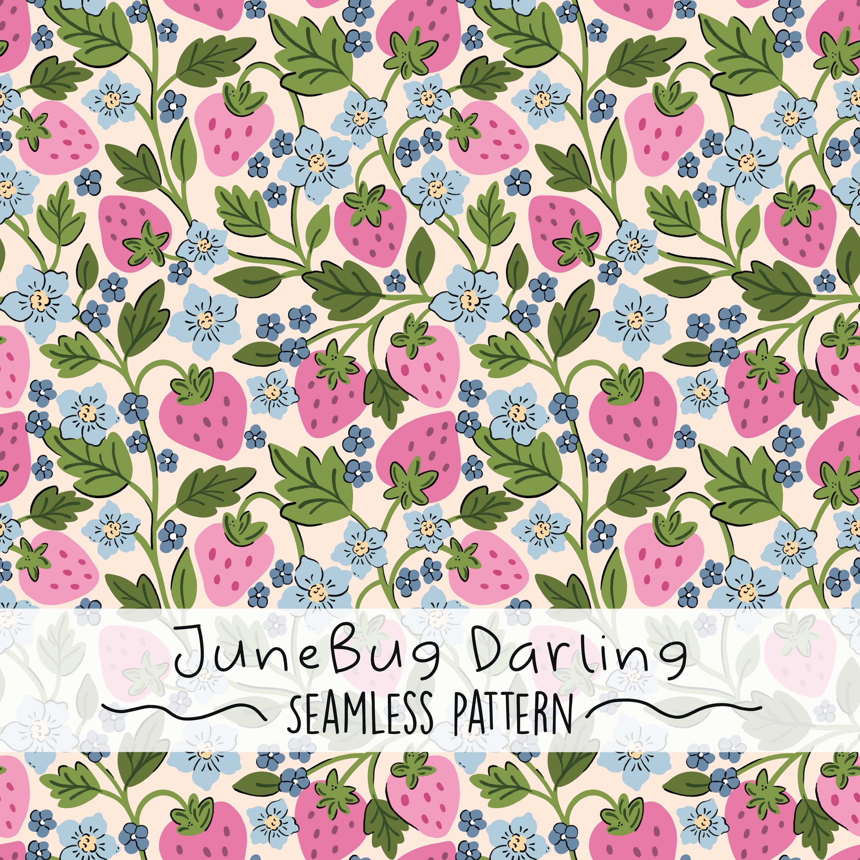 Strawberry Seamless Repeat Pattern Hand Drawn Digital Art Spring PNG ...