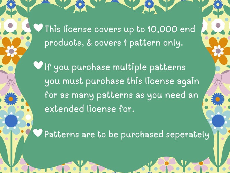 Extended License for Commercial Use for 1 Pattern, Non Exclusive ...