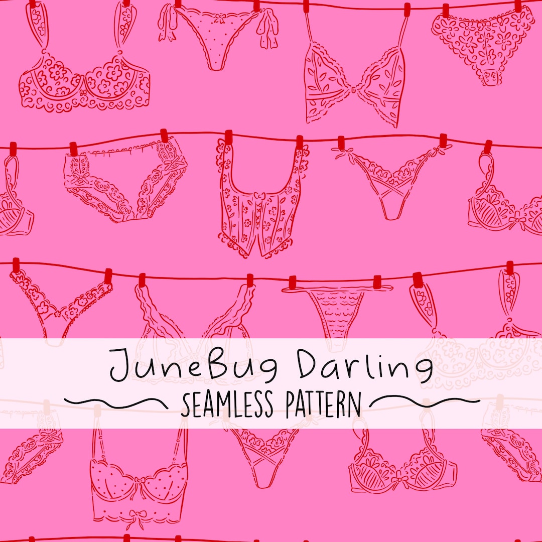 Lingerie Girlie Pink Seamless Pattern Design Hand Drawn Repeat Pattern ...