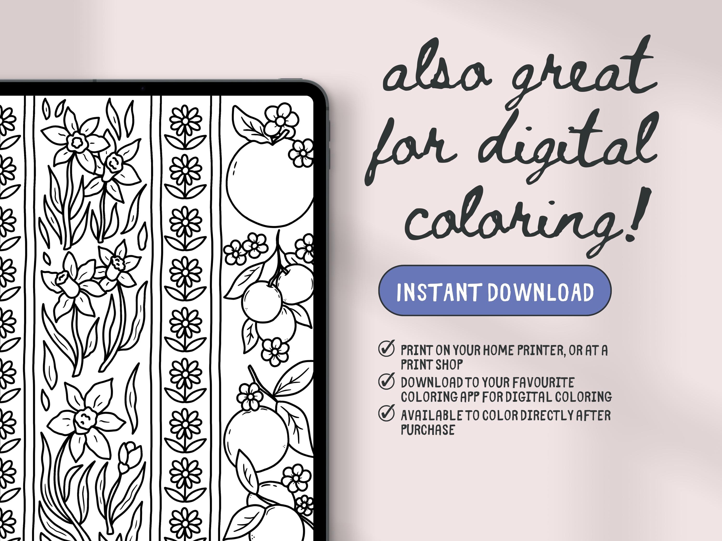 15 Summer Coloring Pages for Adults Kids Digital Download Hand Drawn ...