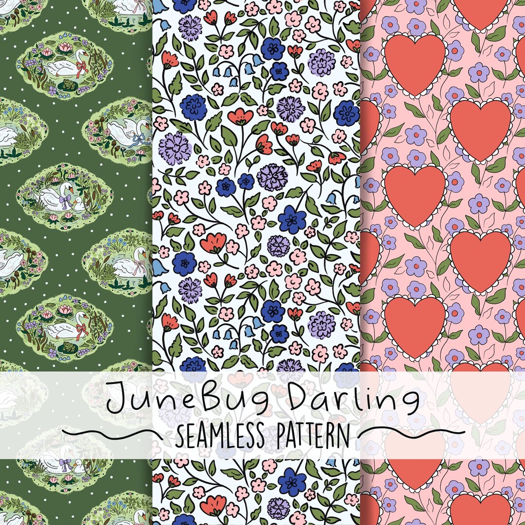 Coordinating Seamless Repeat Patterns Valentines Day Commercial Use ...
