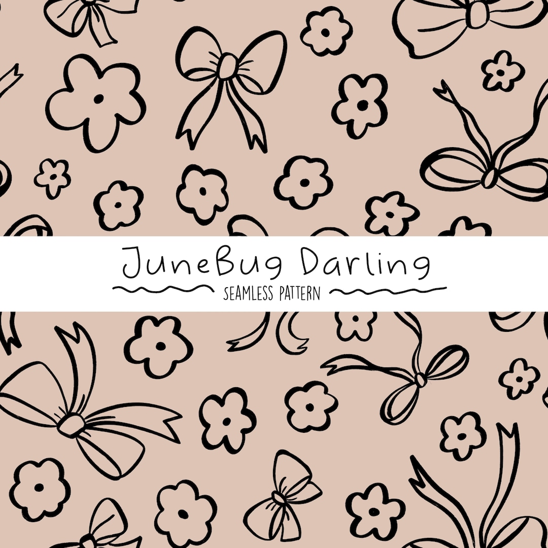 Coquette Bows Seamless Pattern Floral Girly Design Hand Drawn Repeat ...
