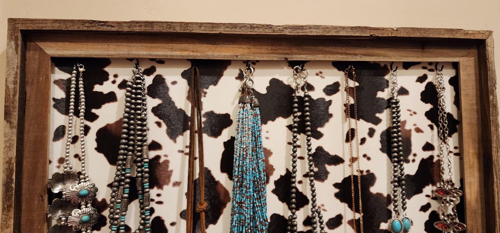 Cowhide Print Wall Necklace Display - Etsy