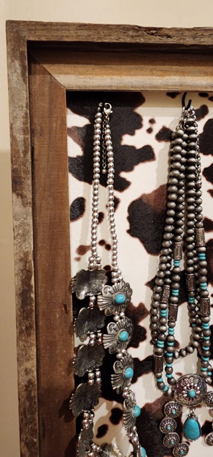 Cowhide Print Wall Necklace Display - Etsy