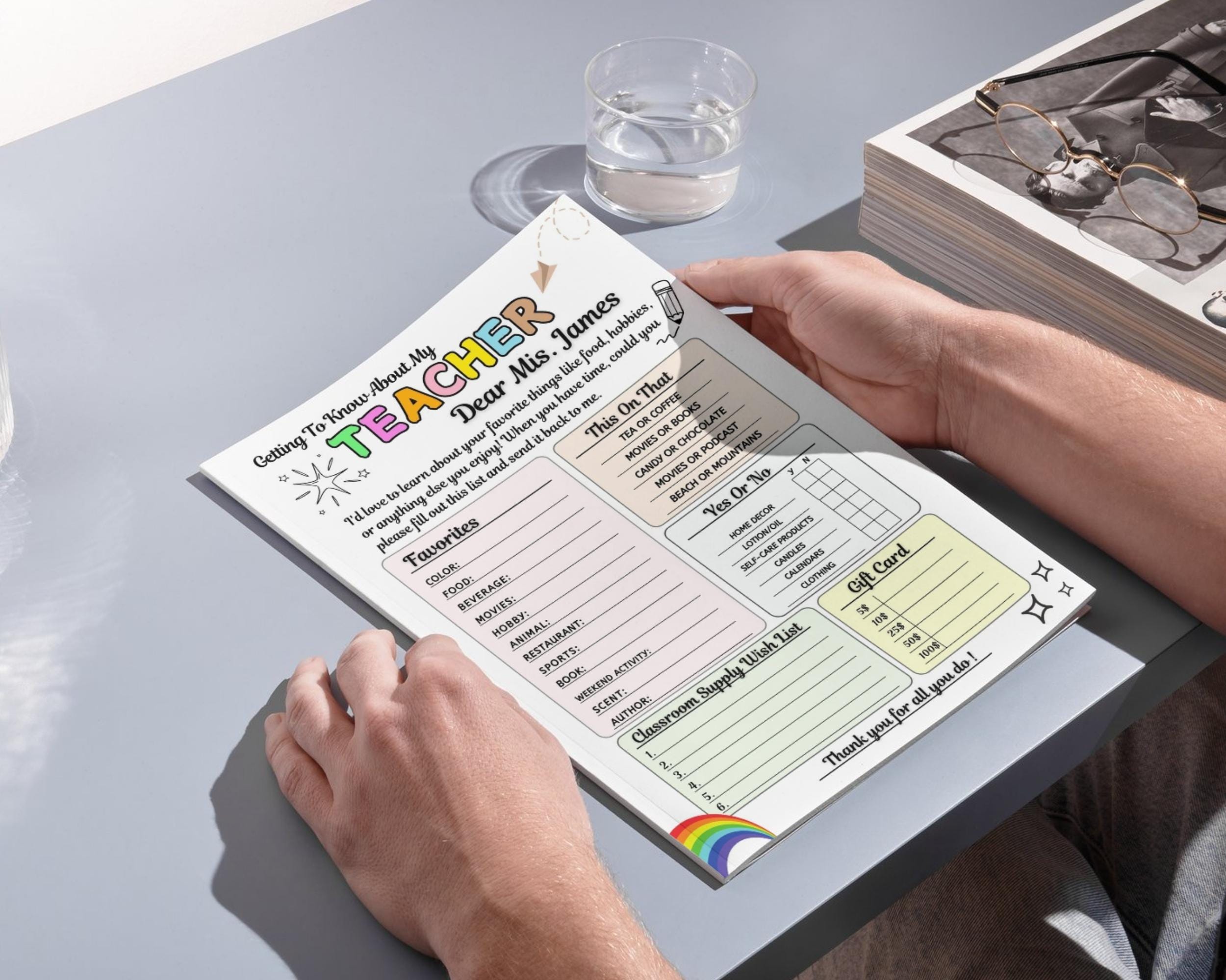 Editable New Teacher Favorite Things List, Beginning of the Year Survey ...