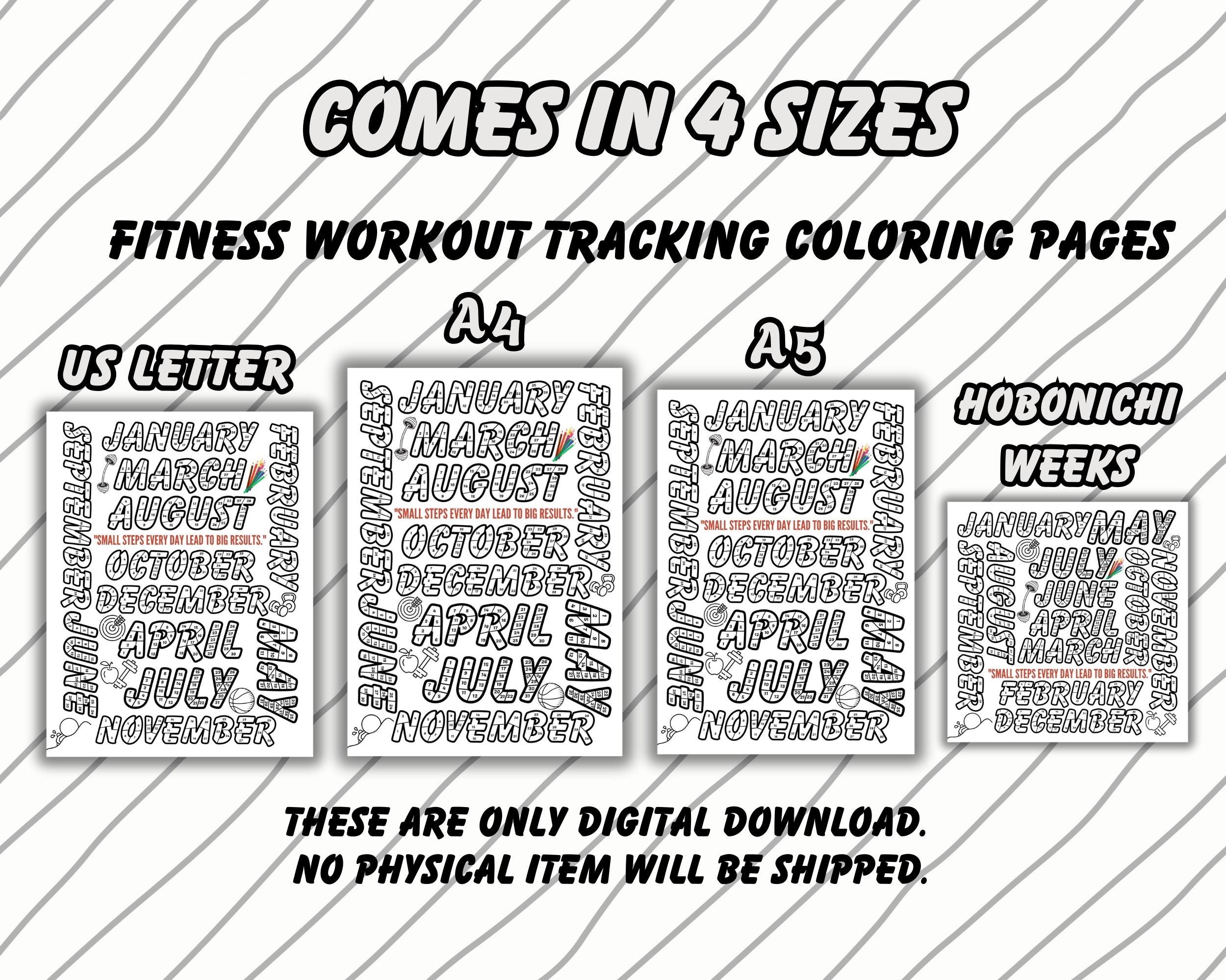 Printable Fitness Workout Coloring Sheet, 2025 Yoga Goal Coloring ...
