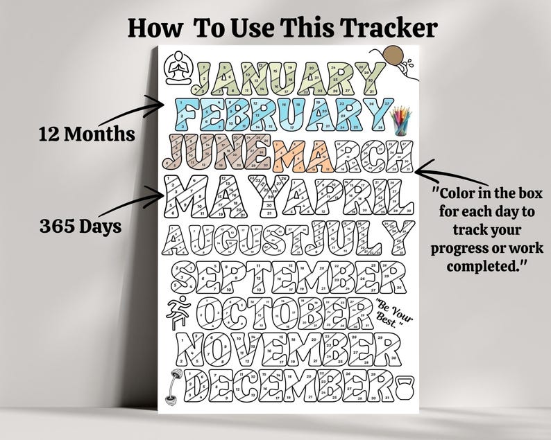 2025 Printable Fitness Workout Tracker Coloring Page, Coloring Study ...