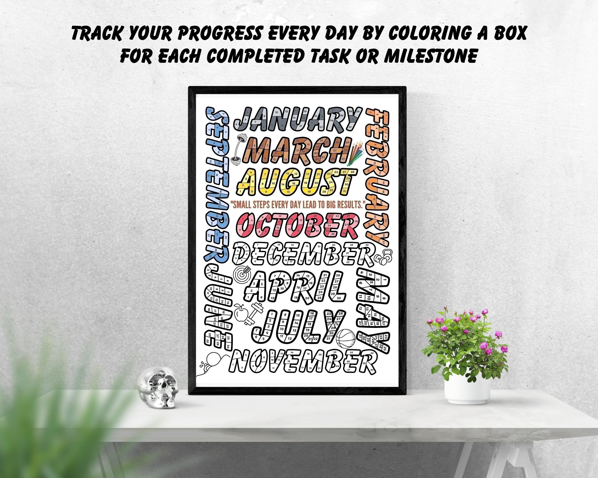 Printable Fitness Workout Coloring Sheet, 2025 Yoga Goal Coloring ...