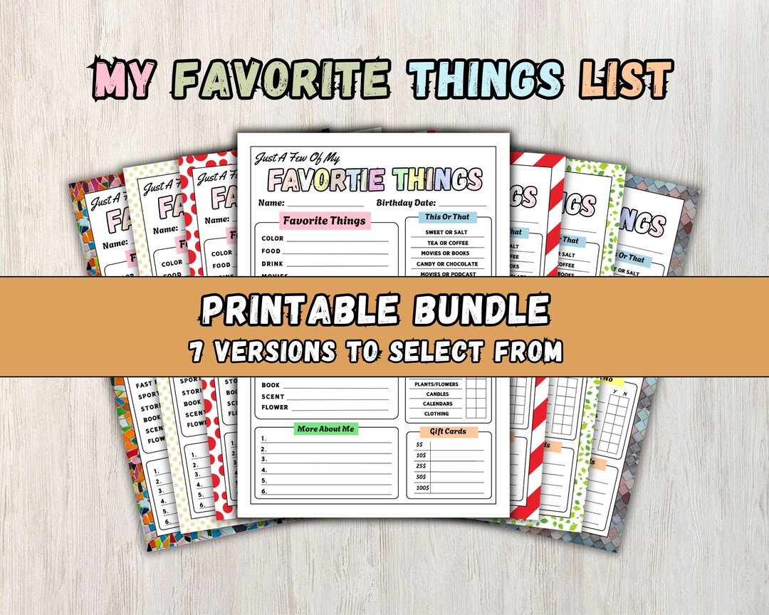Printable Employee Favorites List Bundle, Coworkers Things List ...