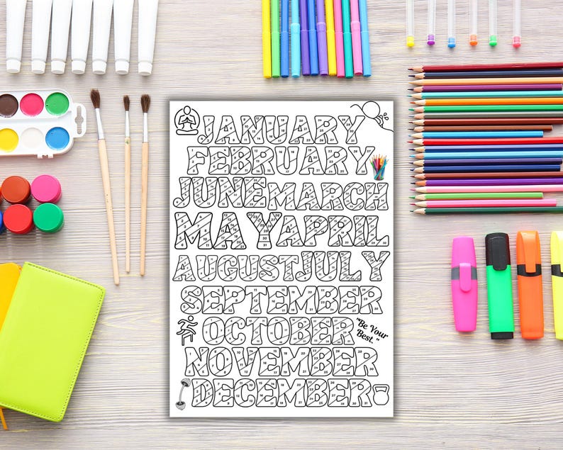 2025 Printable Fitness Workout Tracker Coloring Page, Coloring Study ...