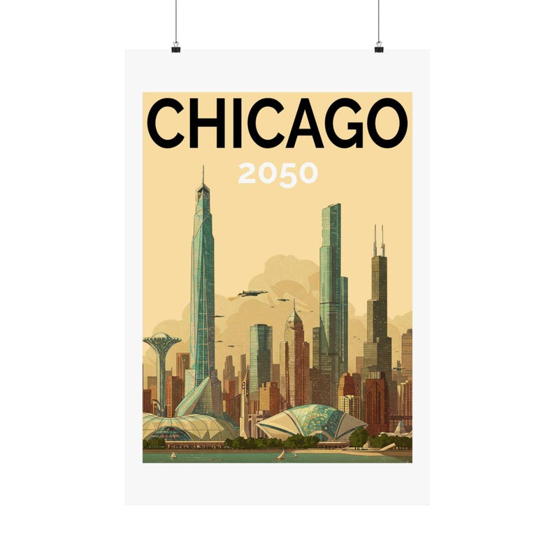 Chicago 2050 Futuristic Cityscape Art Print | Sci-fi Urban Poster ...