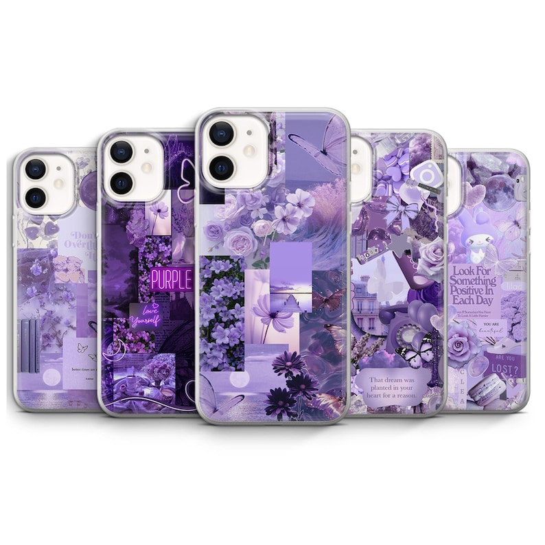 Purple Aesthetic Phone Case Cute Girl Collage Cover for iPhone 17, 16 ...