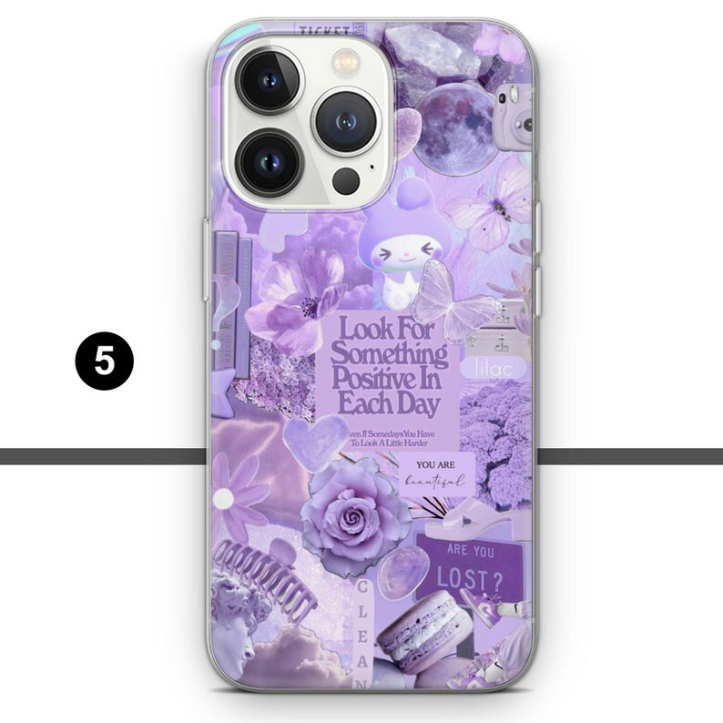 Purple Aesthetic Phone Case Cute Girl Collage Cover for iPhone 17, 16 ...