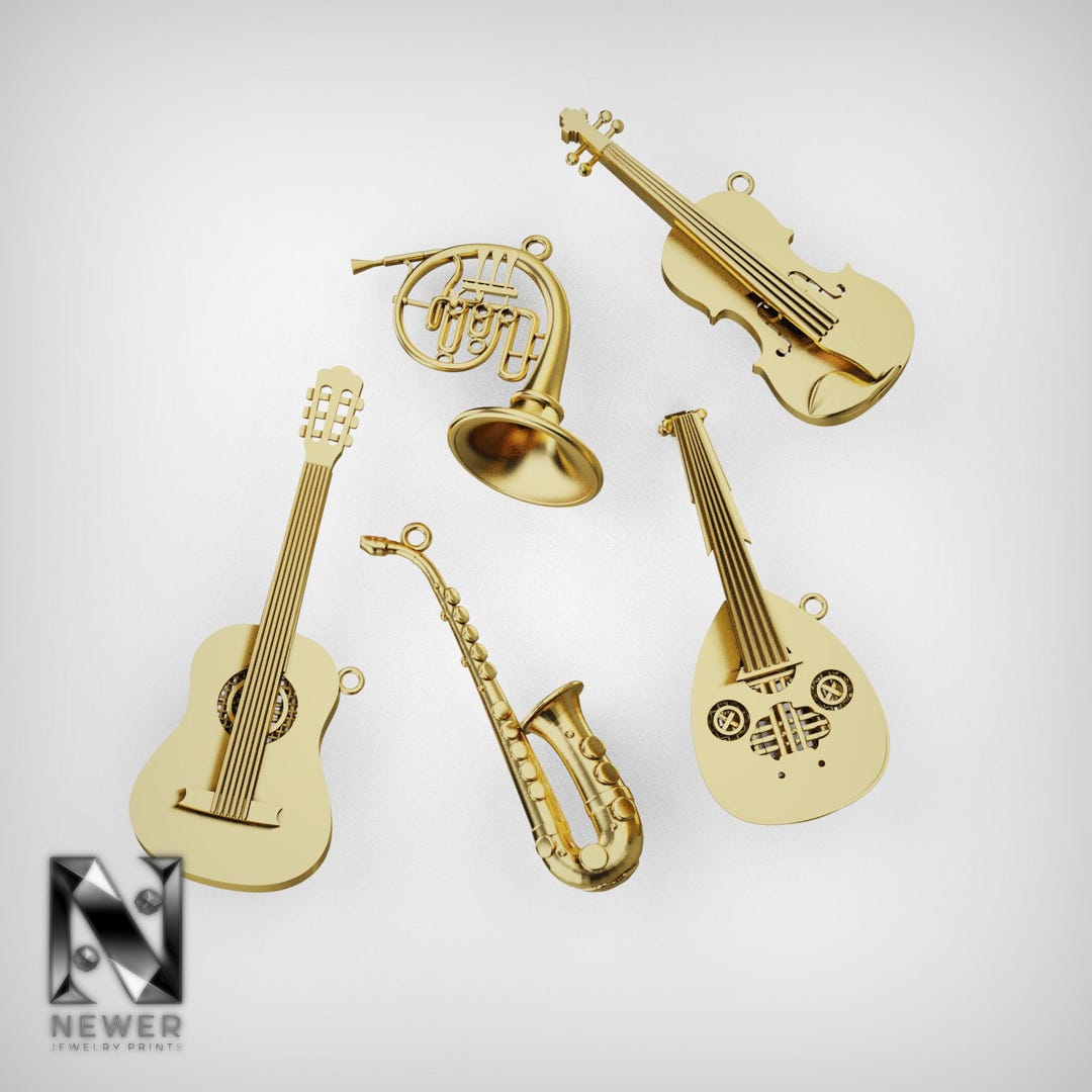 Musical Instrument Charm Set STL – 3D Printable Jewelry for Music ...