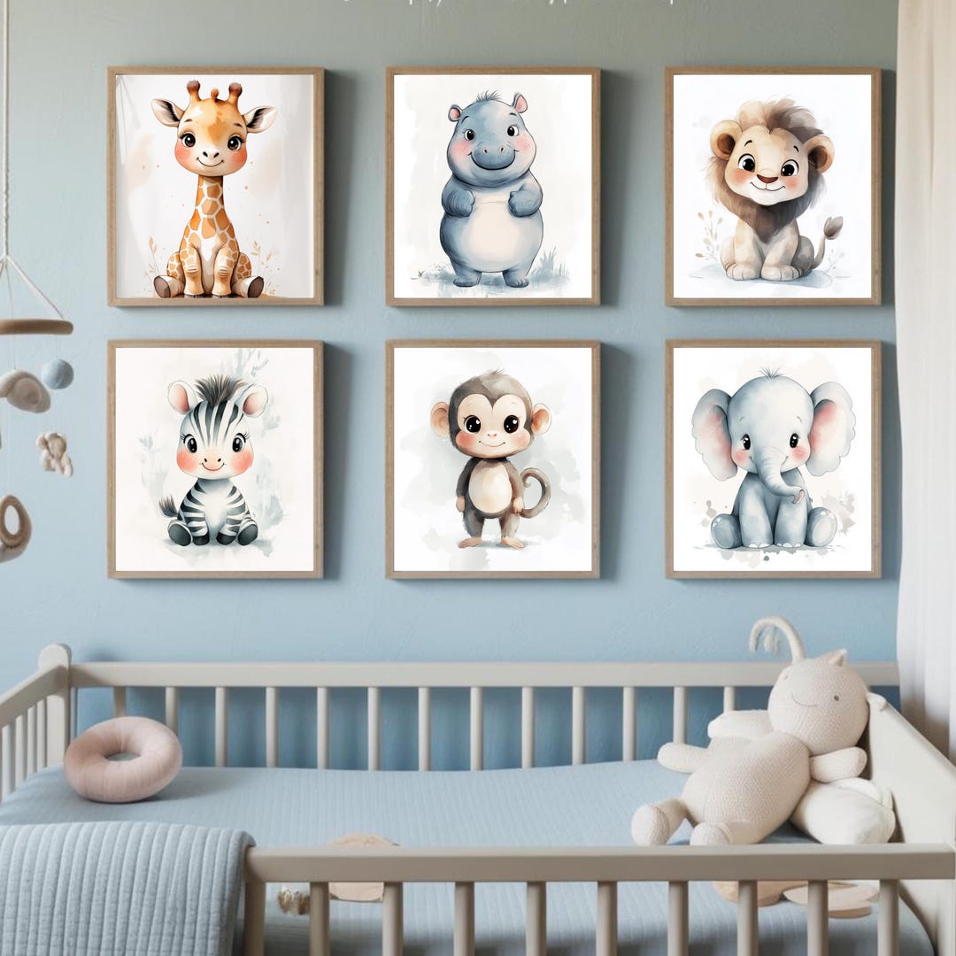 Printable Safari Nursery Wall Art Prints, Digital Nursery Art, Baby ...