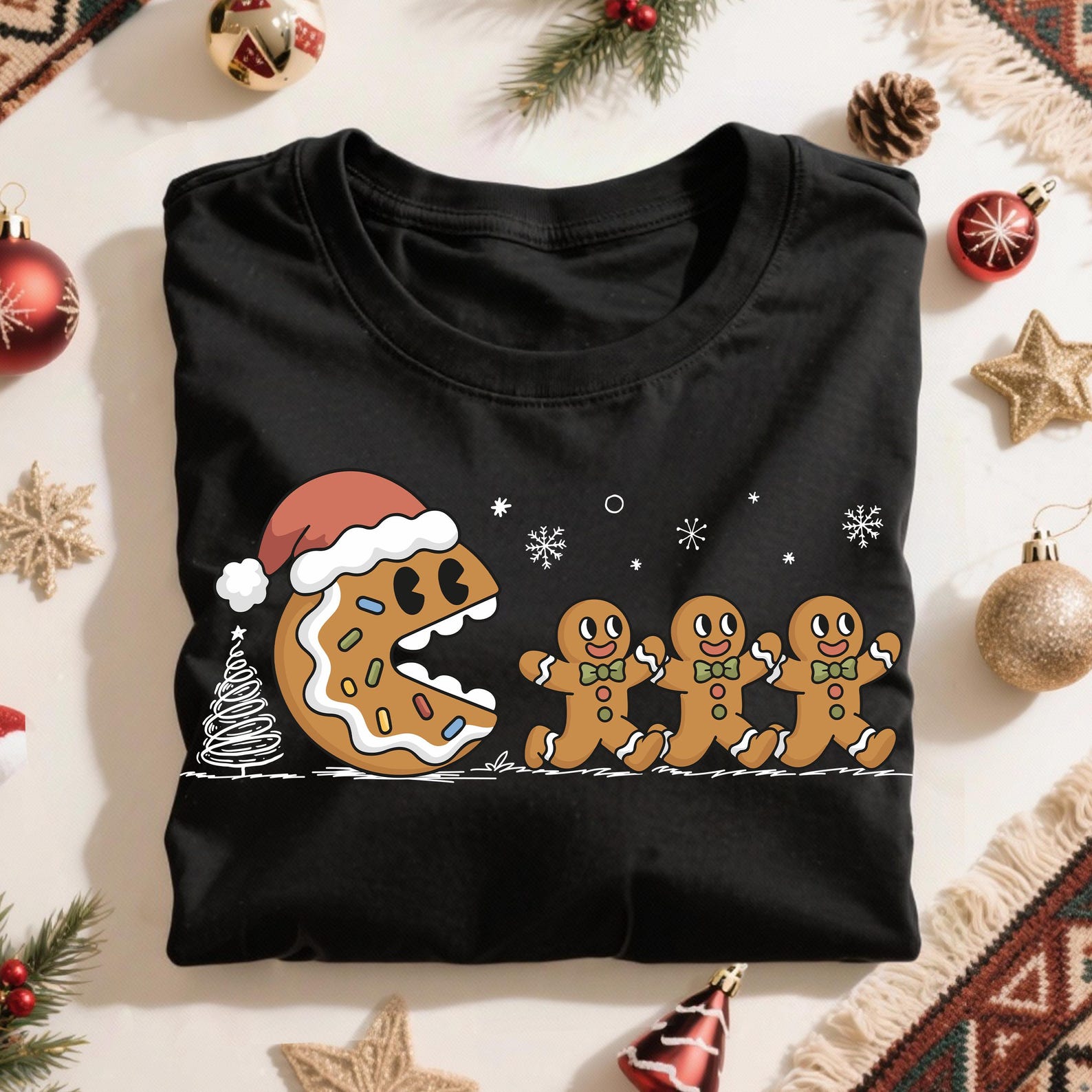 Santa Cookie Chasing Gingerbread Men Png, Christmas Cookie Png, Funny ...