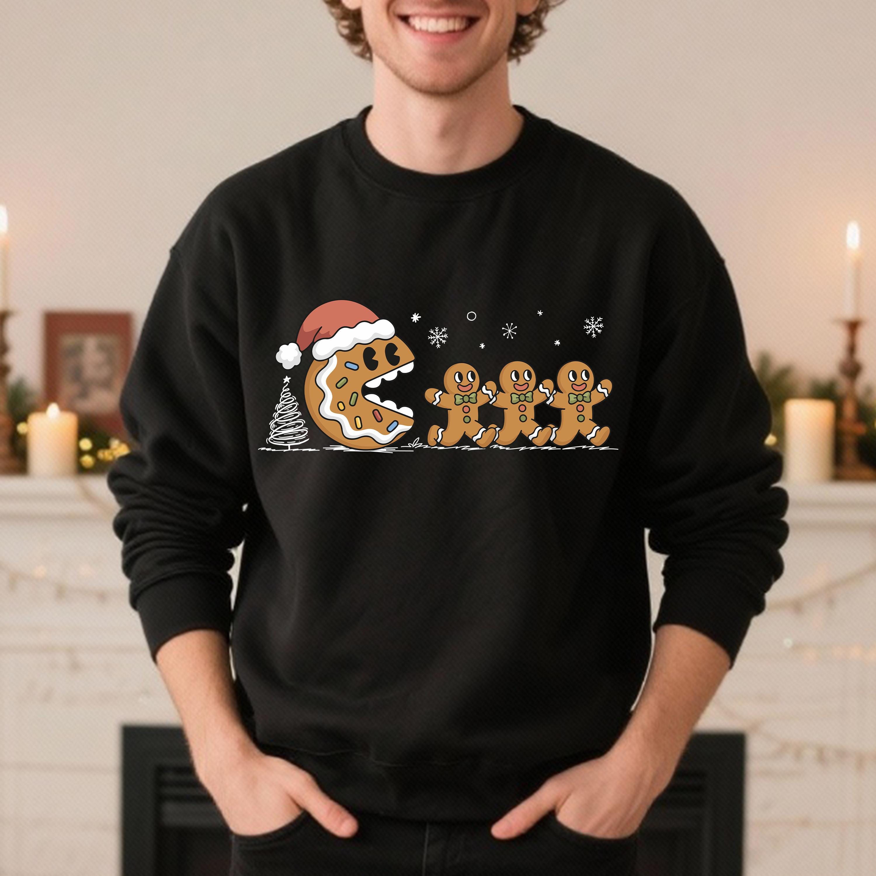 Santa Cookie Chasing Gingerbread Men Png, Christmas Cookie Png, Funny ...