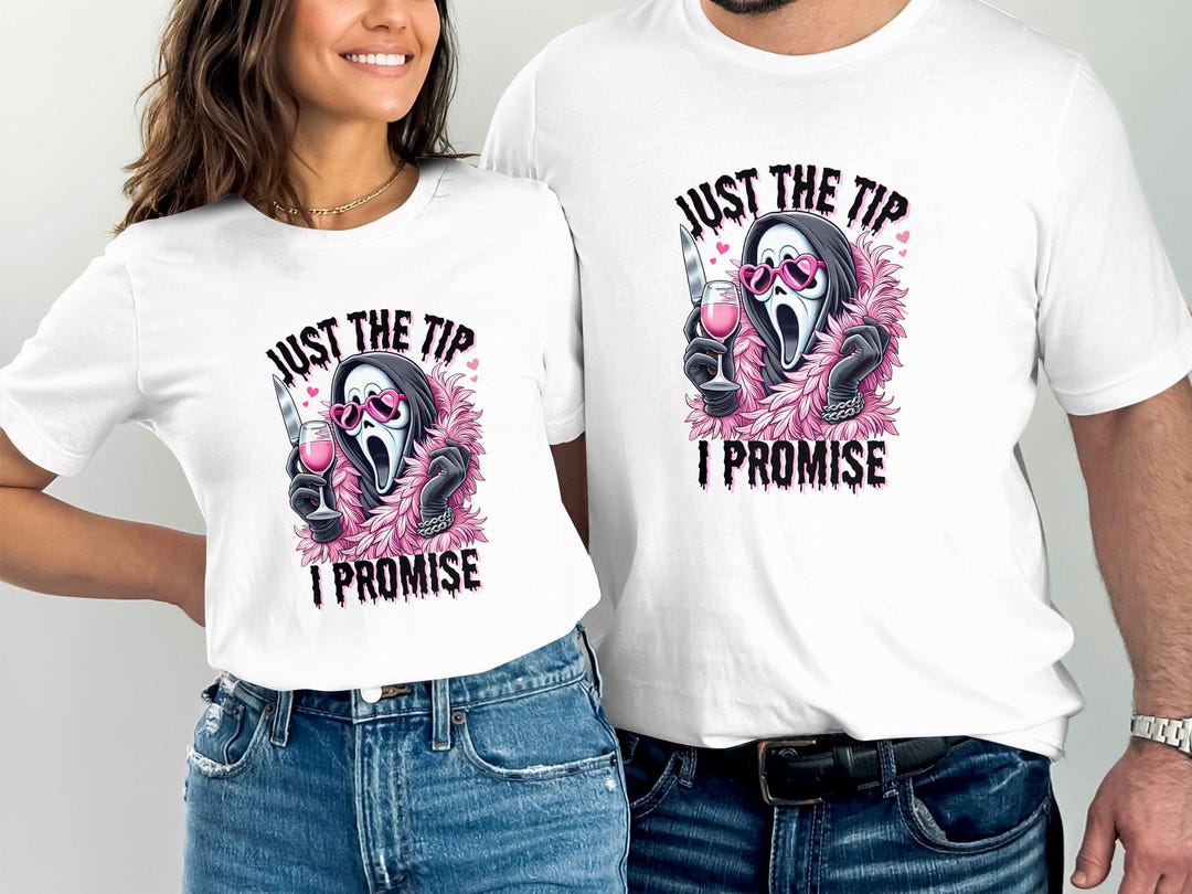Horror Scream Ghost Face Just the Tip I Promise Funny Graphic Tee ...