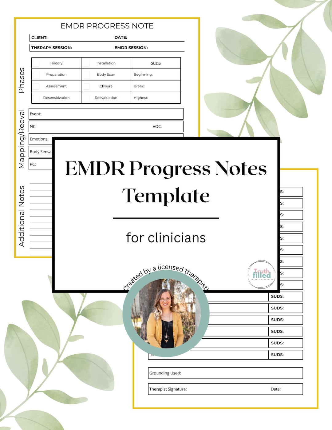 EMDR Printable Progress Note Template - Etsy