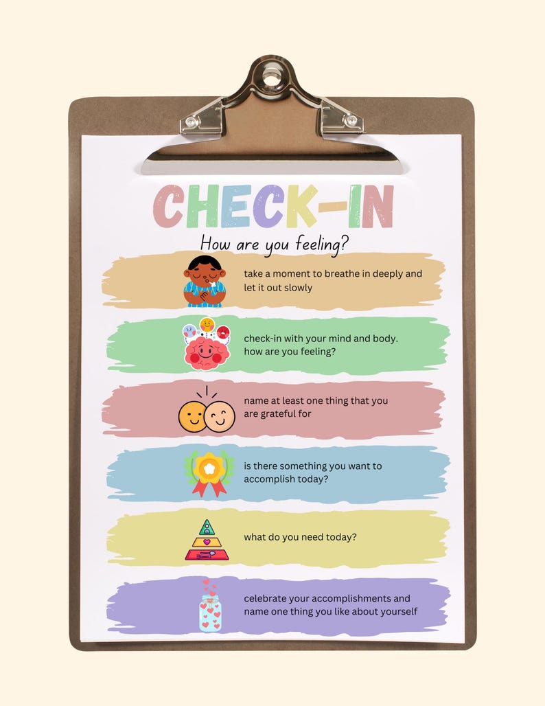 Social-emotional Check-in Sheet K-12th Grade - Etsy