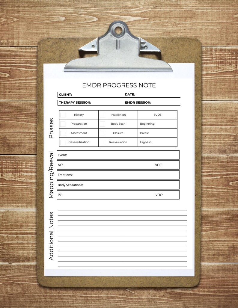 EMDR Printable Progress Note Template - Etsy