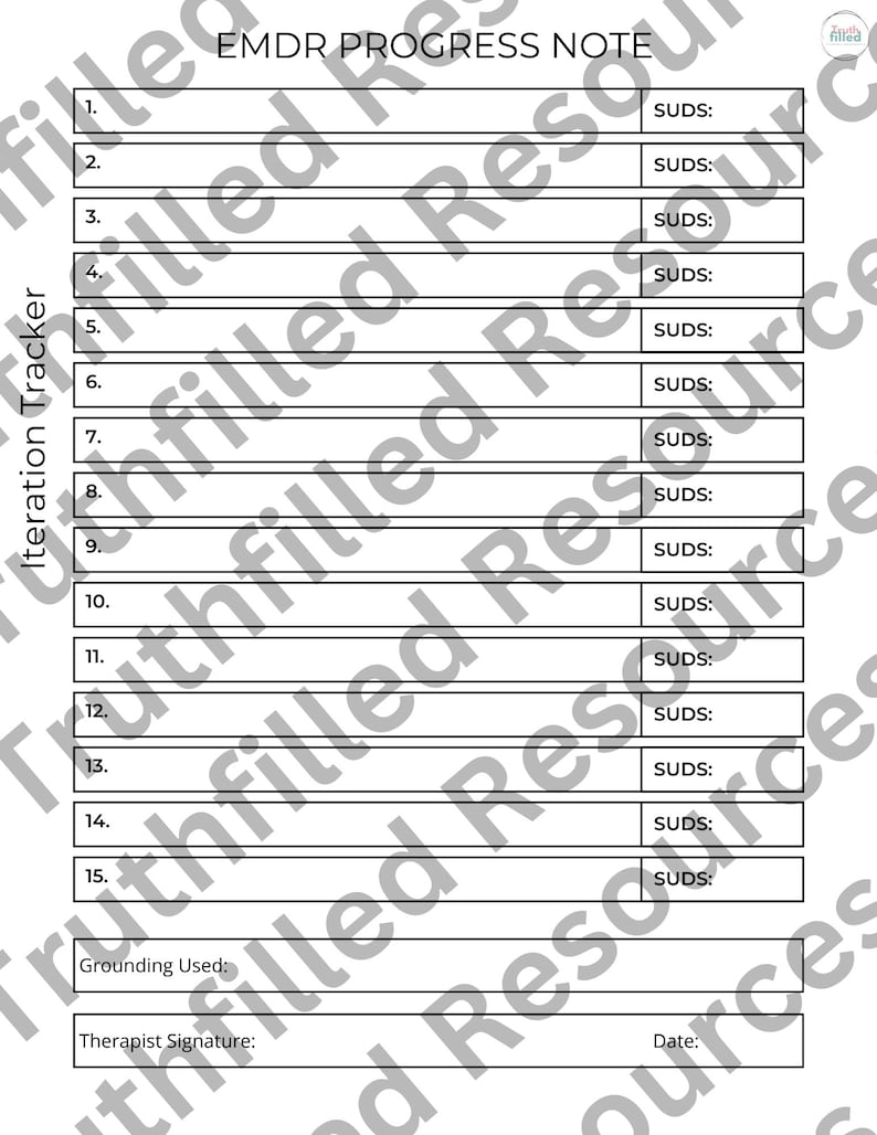 EMDR Printable Progress Note Template - Etsy