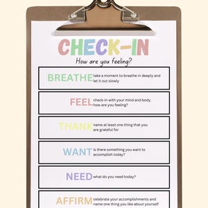 Social-emotional Check-in Sheet K-12th Grade - Etsy