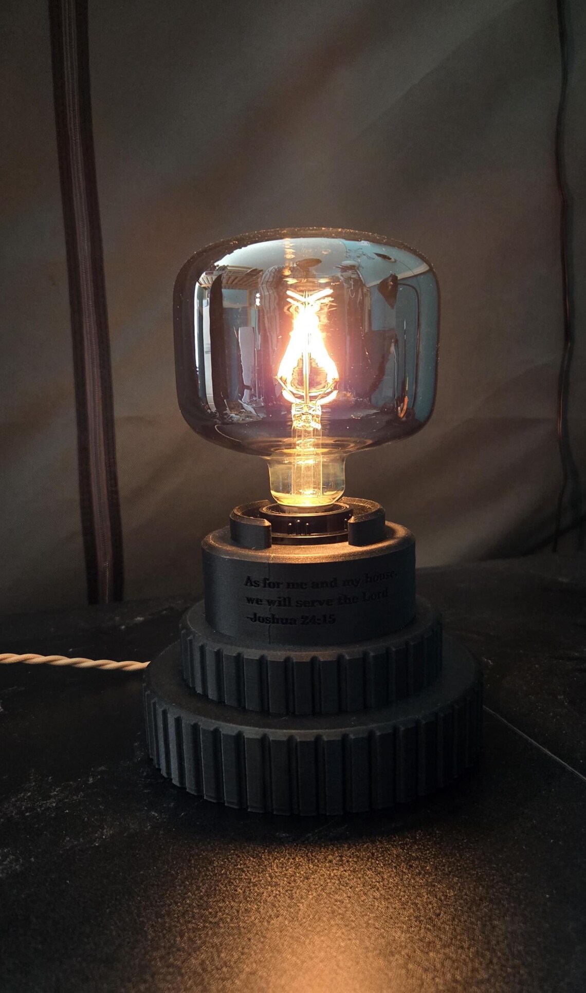 Rustic Modern Lamp – 3d-printed PETG Carbon Fiber Edison Bulb Accent ...