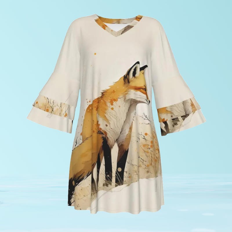 Fox Print Dress - Etsy